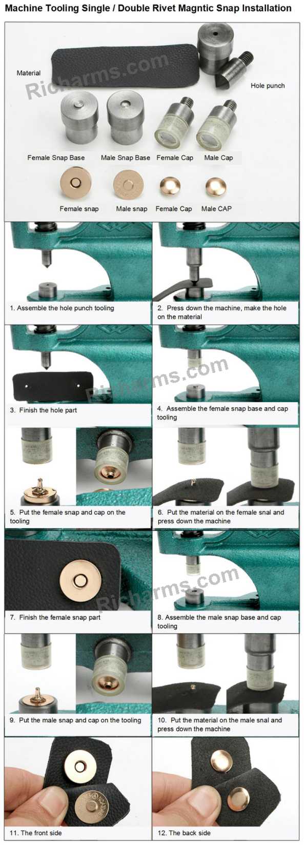 Machine Tooling for Double Rivet Magnetic Snaps